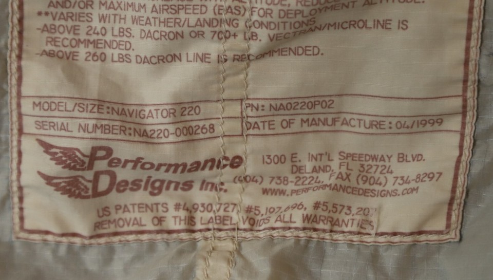 Navigator 220 skydiving 9 cell parachute canopy | eBay
