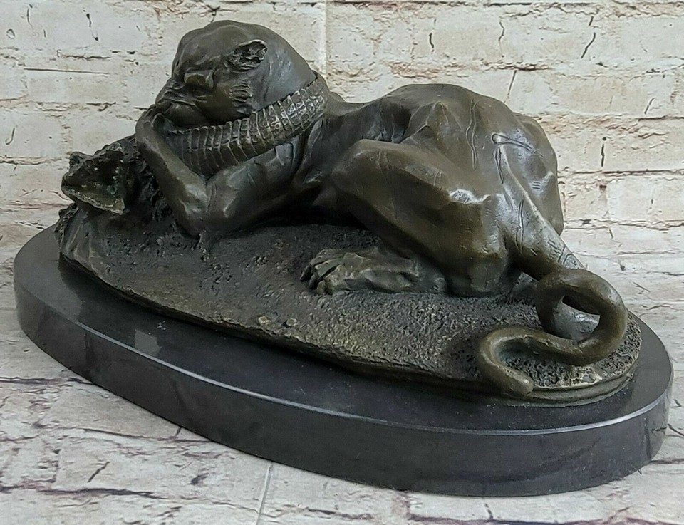 Bronze Sculpture Hand Made Hot Cast Detailed Lion Vs Reptile Marble ...