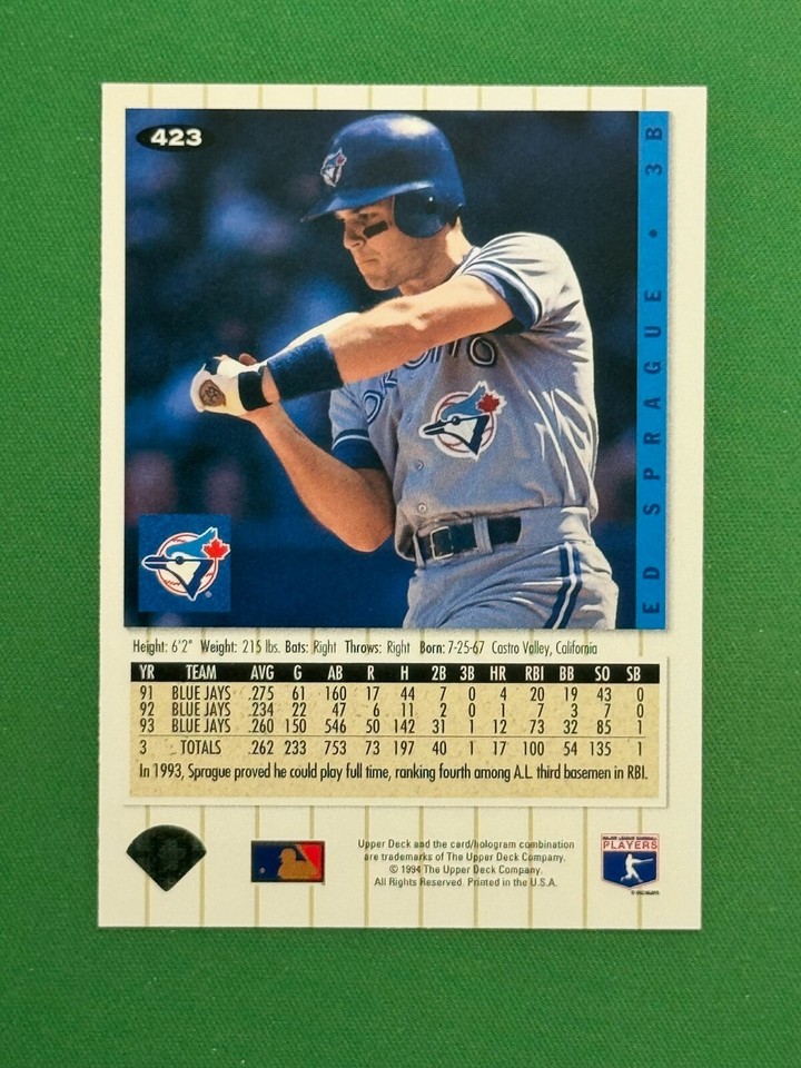 1994 Upper Deck Collector's Choice #423 Ed Sprague Silver Signature ...