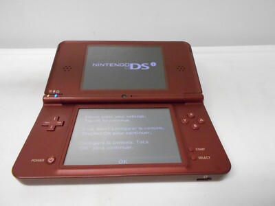 Nintendo DSi XL - Burgundy system parts or repair r button broke reads ...