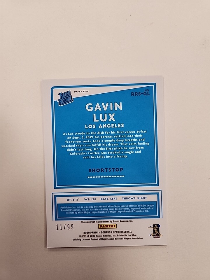 2020 DONRUSS OPTIC RED MOJO AUTO GAVIN LUX#RRS-GL SER#/99 | eBay