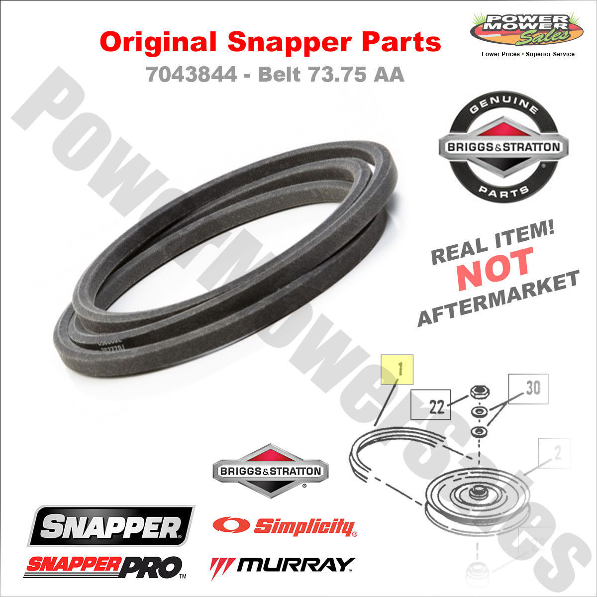 OEM Snapper Deck Belt (73.75" AA) for Rear Engine Riding Mowers ...