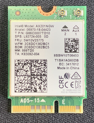 Intel AX201NGW P/N: G86C0007TD10 Wireless Card | eBay