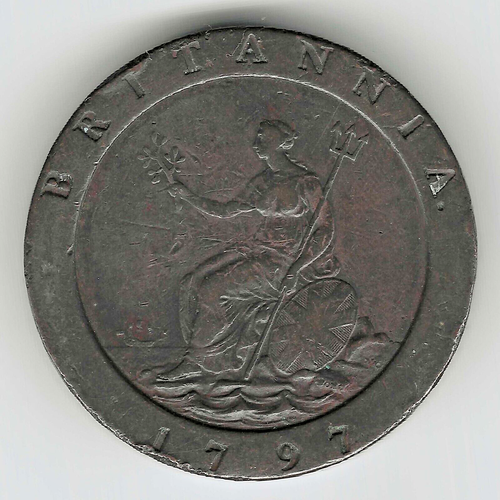 1797 GEORGE III SOHO CARTWHEEL COPPER 2D TWOPENCE COIN FINE COND S3776 ...