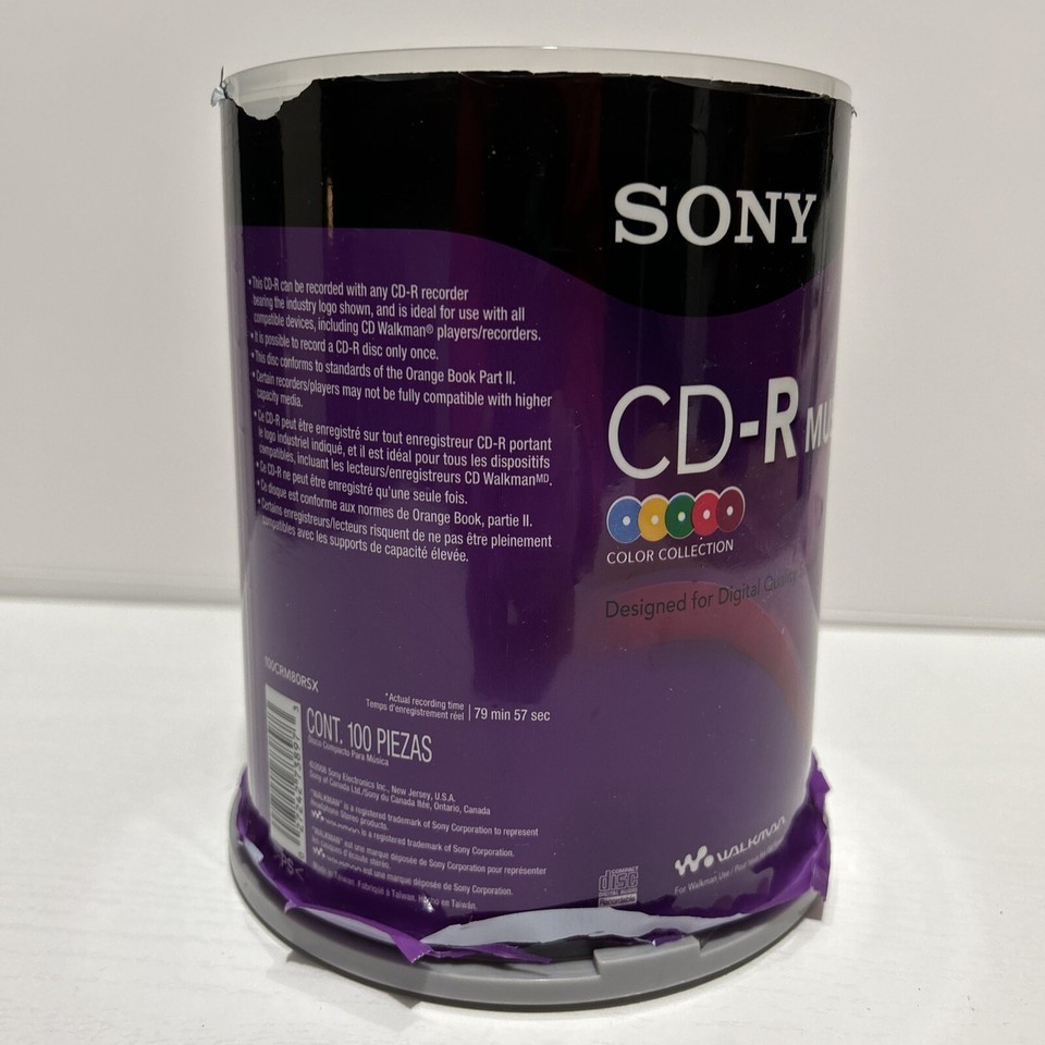 Sony Blank CD-R Music Audio Discs 100 Pack Various Colored Disks ...