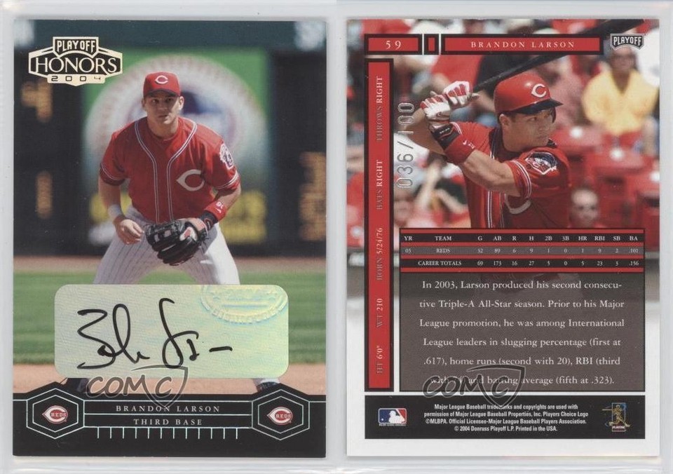 2004 Playoff Honors Silver Signatures 36/100 Brandon Larson #59 Auto ...