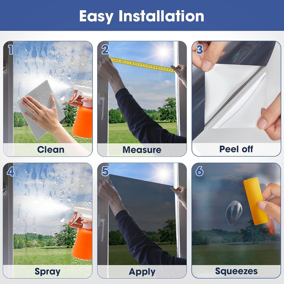 One Way Mirror Tint Window Film Privacy Protect UV Reflective Sun Block ...