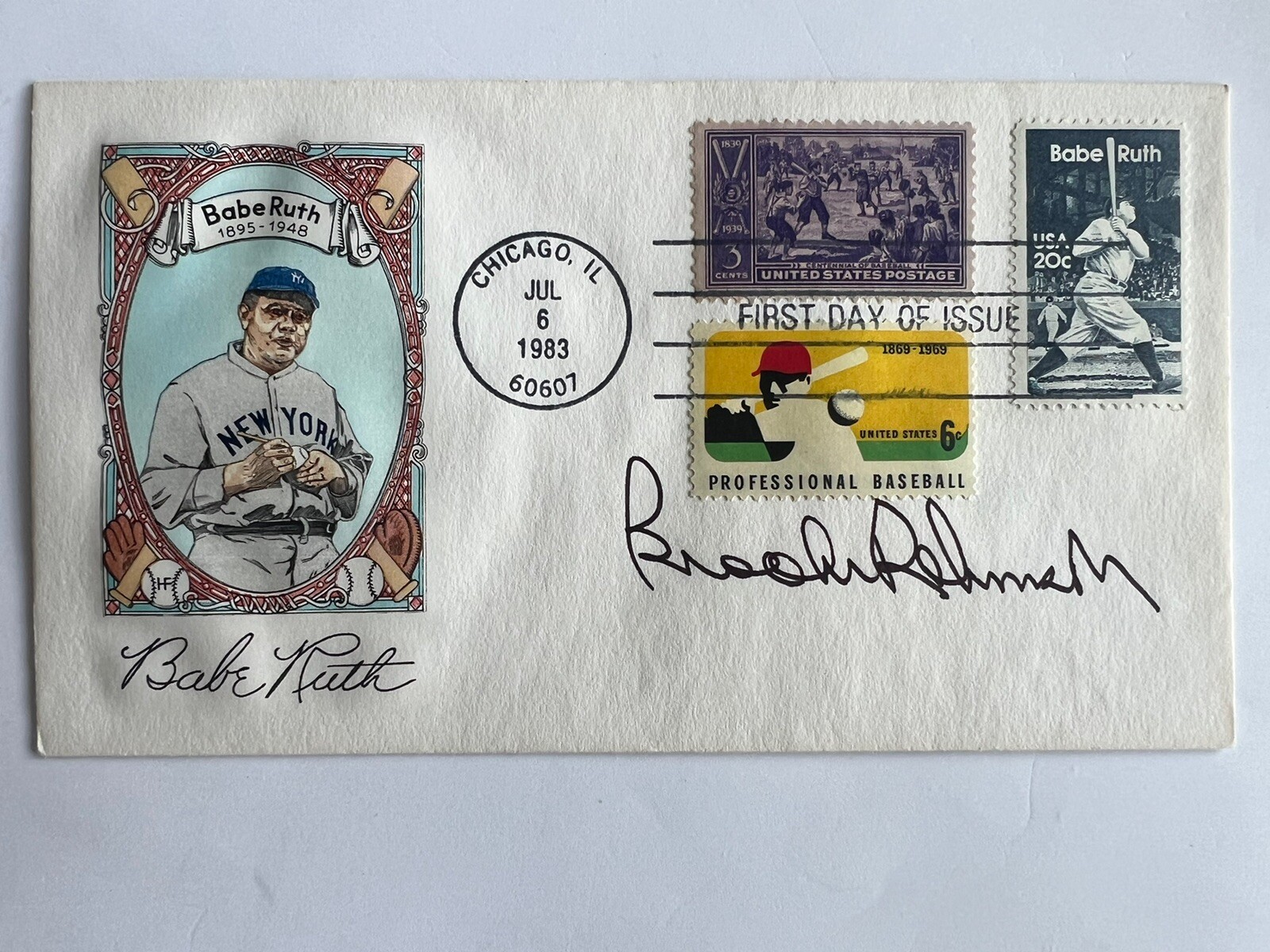 BROOKS ROBINSON AUTOGRAPHED Babe Ruth FDC, Chicago, 1983 With 3 ...
