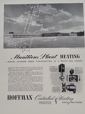 1942 Hoffman Controlled Heating Fortune WW2 Print Ad Q1 Munitions Plant ...