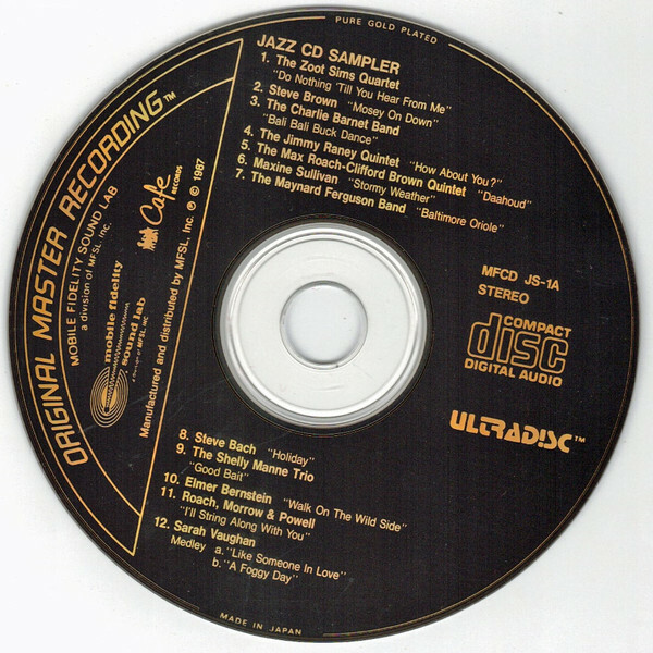 MOBILE FIDELITY SOUND LAB JAZZ SAMPLER JS-1A MFSL JAPAN 1987 24k GOLD ...