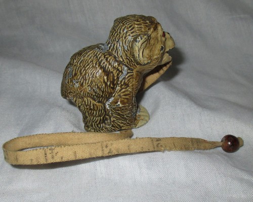 METAL MONKEY EATING NUT Tape Measure; SPRING Antique,Original 19th ...