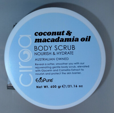 CIROA BY ECOPURE 'COCONUT & MACADAMIA OIL' BODY SCRUB-Nourish & Hydrate ...