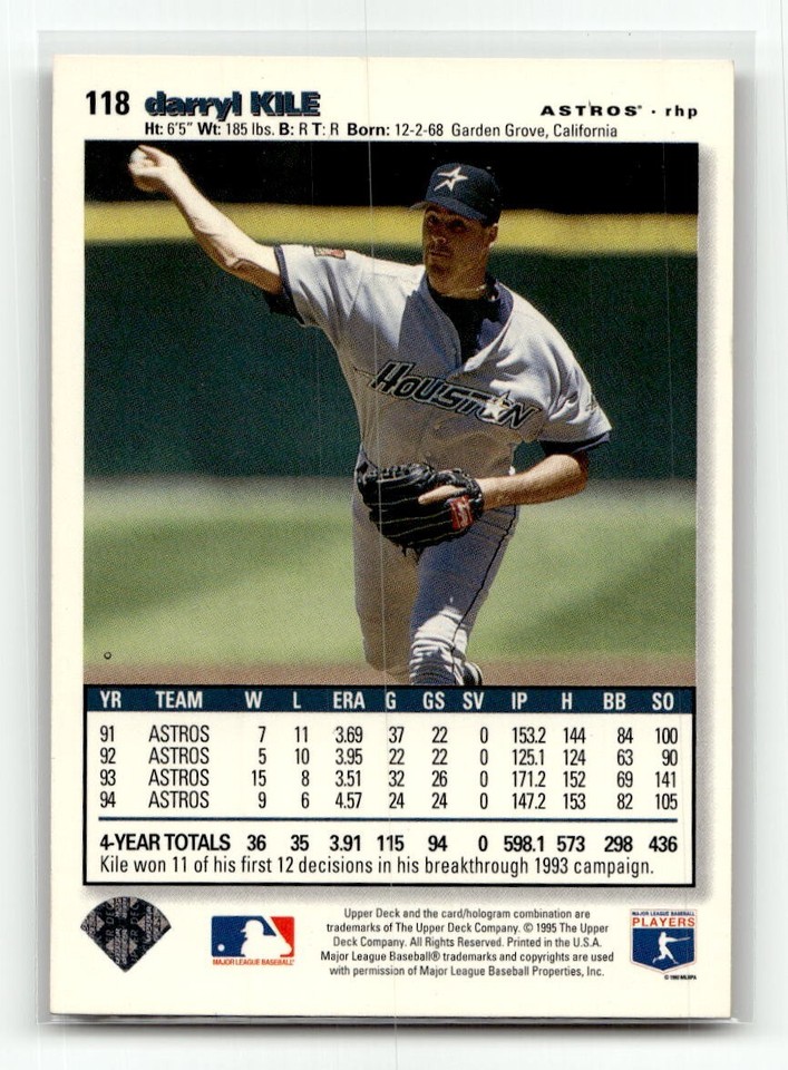 1995 Upper Deck Collector's Choice Darryl Kile #118 Baseball Astros | eBay