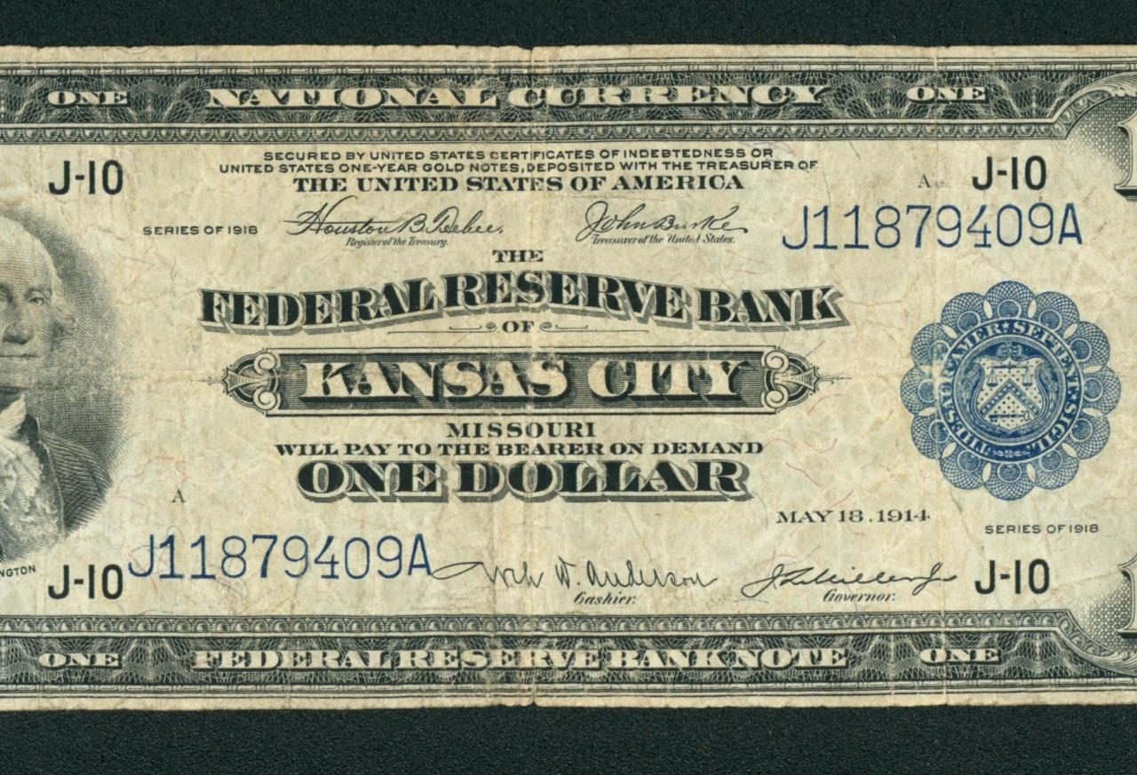 $1 1918 National Currency Federal Reserve Bank of Kansas City ...
