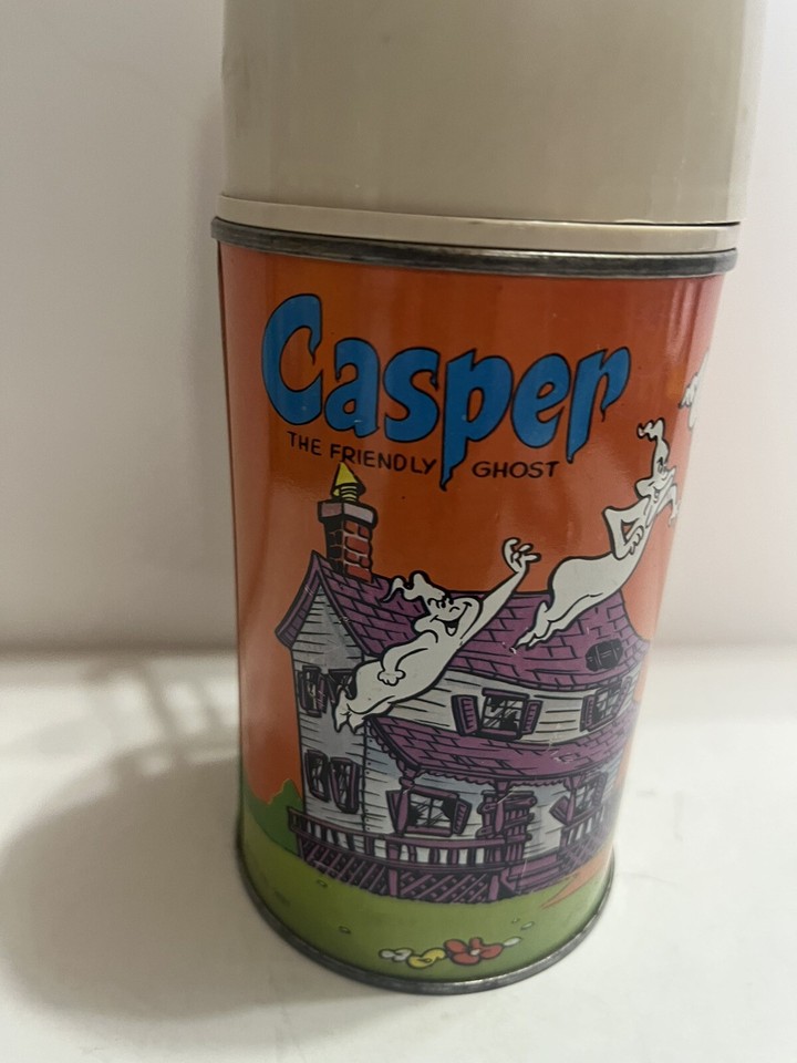 VTG Casper The Friendly Ghost Lunchbox Thermos Metal, Cup & Stopper ...