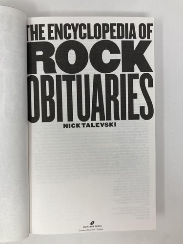 Tombstone Blues The Encyclopedia of Rock Obituaries by Nick Talevski ...