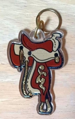 COWBOY SADDLE ACRYLIC KEYCHAIN WITH GOLD SPARKLE DETAIL 3-1/8" | eBay