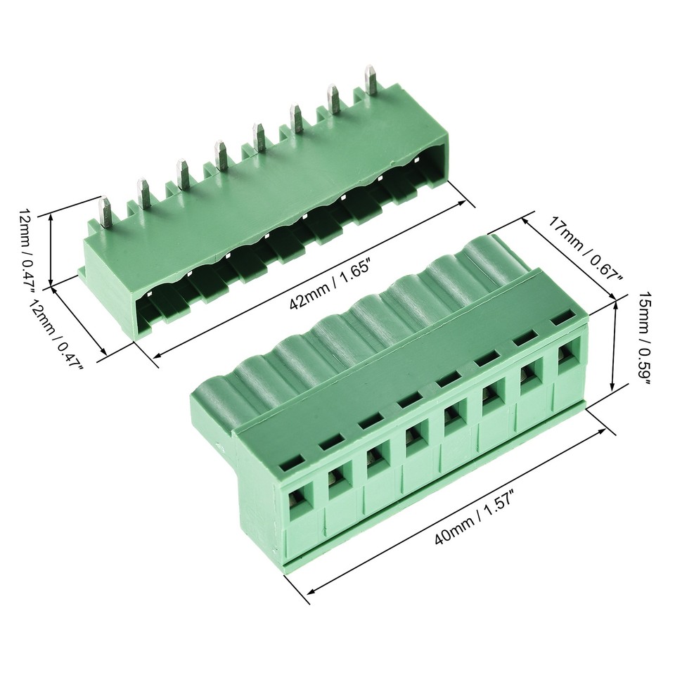 5Sets 8-Pin 5.08mm Pitch Right Angle PCB Screw Terminal Block Connector ...