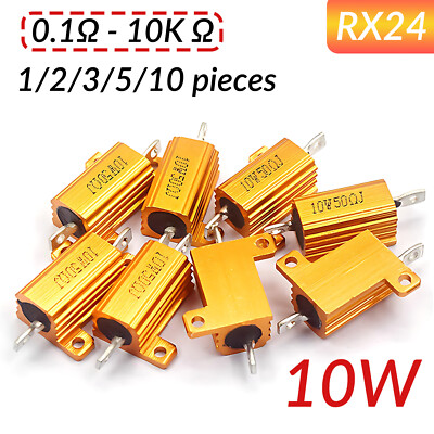 10W Watt High Power Golden Aluminium Load Metal Resistor Wire Wound 0.1 ...