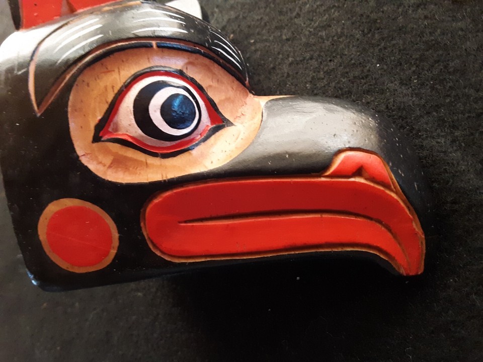 CLASSIC NORTHWEST COAST DESIGN, "RAVEN" CARVED WOODEN MASK, WY-1124* ...