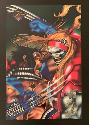 1994 MARVEL FLAIR WOLVERINE VS OMEGA RED LARGE COMIC CARD PROMO 6 X 10 ...