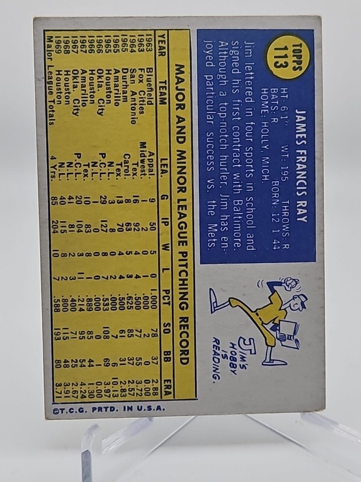 1970 Topps Baseball Jim Ray Houston Vintage Houston Astros Card #113 | eBay