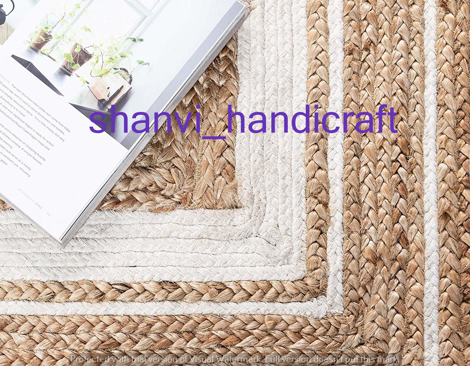 Braided Rectangle Bohemian 60x90 CM Natural Vintage Jute Area Rugs ...