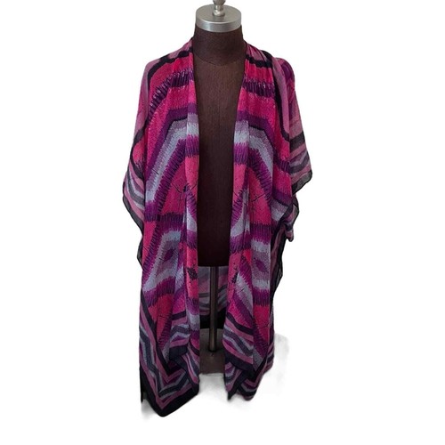 Woven Heart Shira Tribal Ruana Shawl Wrap Lightweight Pink One Size New ...