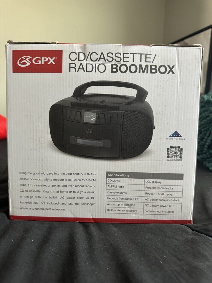 GPX Cassette/CD/Radio Boombox, Black, BCA209B | eBay