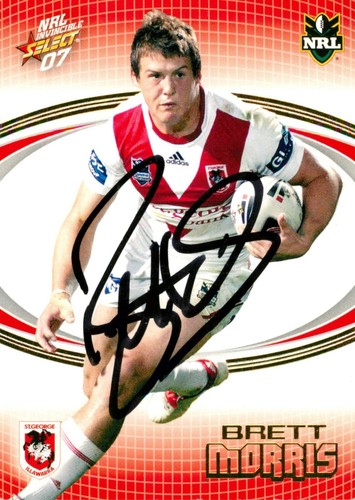 Signed 2007 ST GEORGE ILLAWARRA DRAGONS NRL Card BRETT MORRIS | eBay