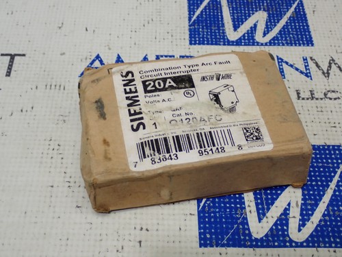 Siemens Q120AFC Single Pole 20 Amp 120 Volt Plug On Arc Fault Circuit ...