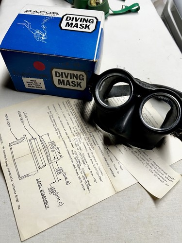 1973 Dacor Scuba Diving Mask New In Box Vintage Google Style Duel ...