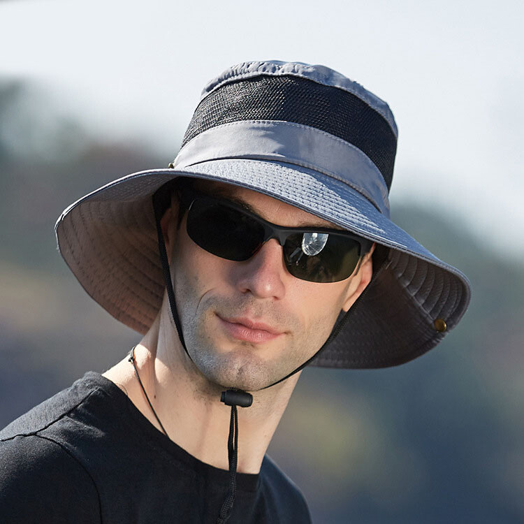 Wide Brim Sun Hat UV Protection Bucket Cap for Hiking Camping Fishing ...