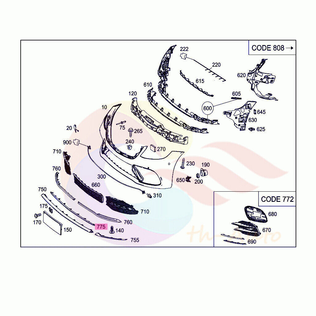 Chrome Front Bumper Bottom Molding Trim For Mercedes W222 S-Class Sedan ...