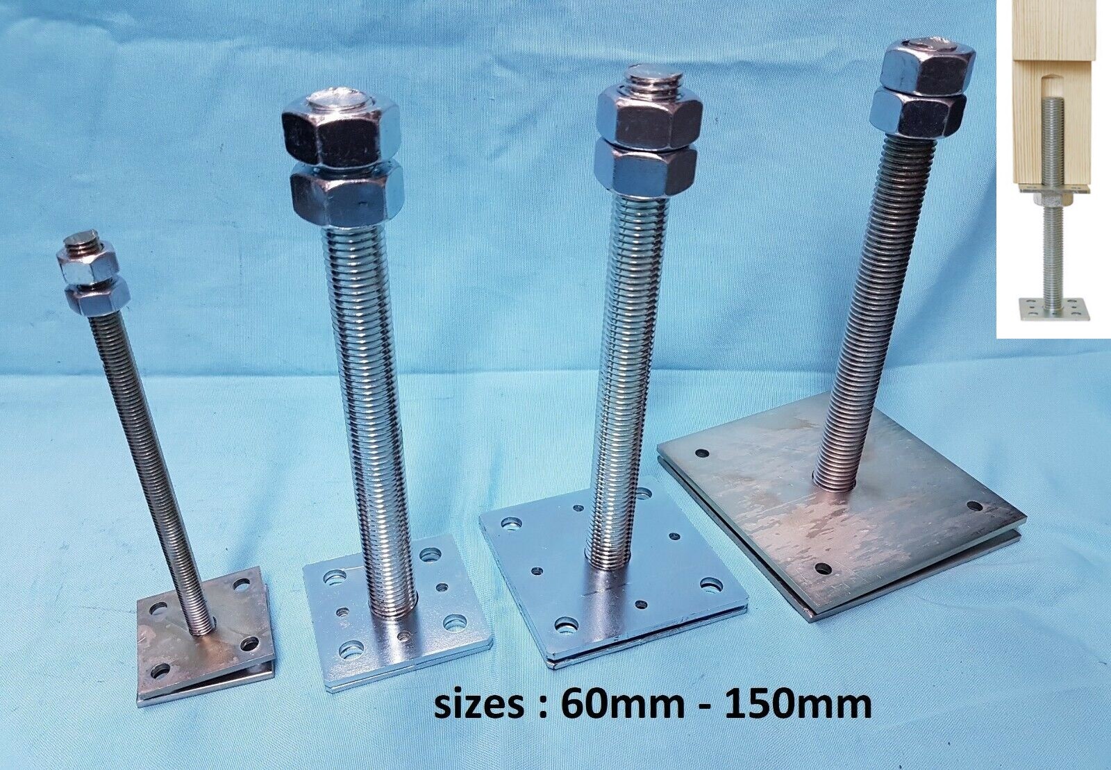 HEAVY DUTY GALVANISED/STAINLESS ELEVATED ADJUSTABLE POST FITTING ...