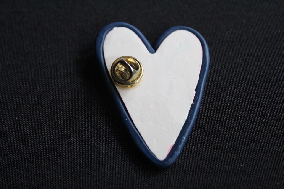 Artist Made Polymer Clay American Flag Heart Pin | eBay
