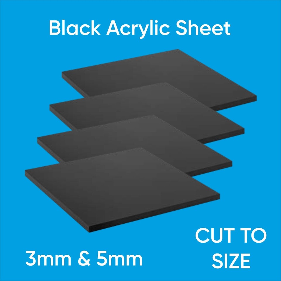 BLACK Perspex Acrylic Sheet Panel Cut To Size Plastic FREE POLISHED ...