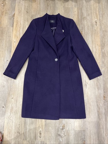 Ladies M&S COLLECTION Deep Purple Asymmetric Coat UK 12 Smart Trench ...