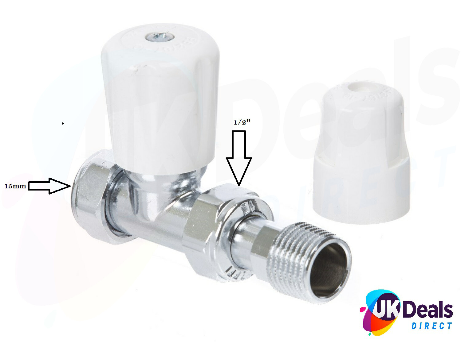 Lockshield Manual Radiator Valves 1/2" or 3/4"x 15mm Angled Straight ...