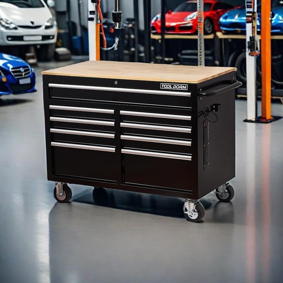 46In 9-Drawers Rolling Tool Chest Storage Cabinet/Work Bench 1200 lbs ...