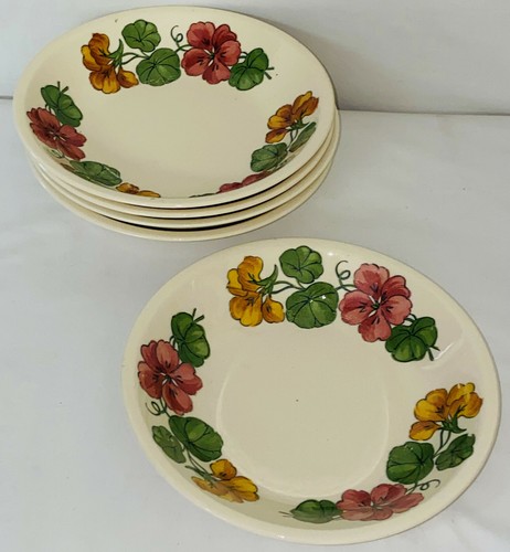 5 Paden City SHENANDOAH WARE SWEET PEAS*PINK/YELLOW FLOWERS 8" SOUP ...