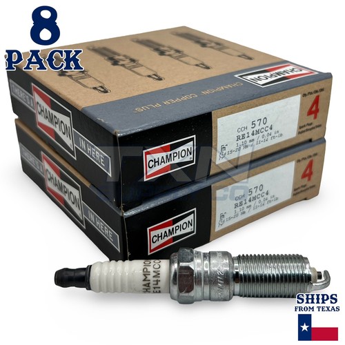 Champion Copper Plus 570 Spark Plugs for RE14MCC4 - 8 Pack | eBay