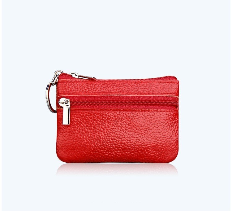 Women Leather Coin Card Key Ring Wallet Pouch Mini Purse Zip Up Small ...