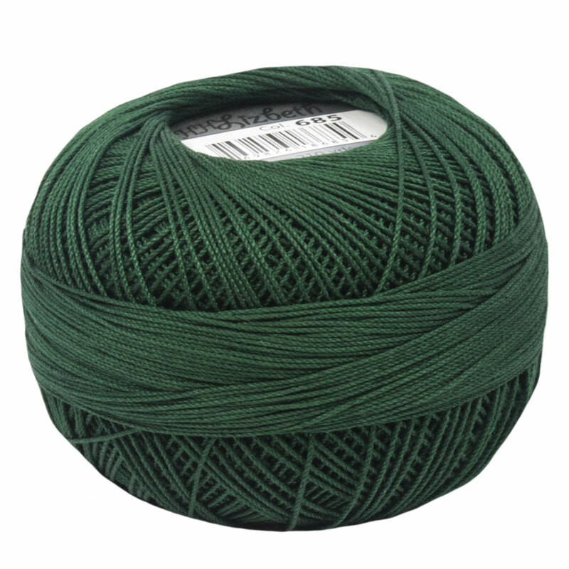 Lizbeth Egyptian Cotton Crochet Thread Size 20 Color 685 Dark Evergreen ...