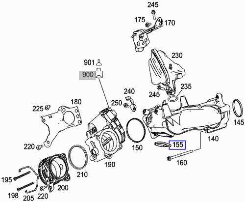 Mercedes OM642 Engine Intake Cross Pipe Seal Gasket A6421410080 ...