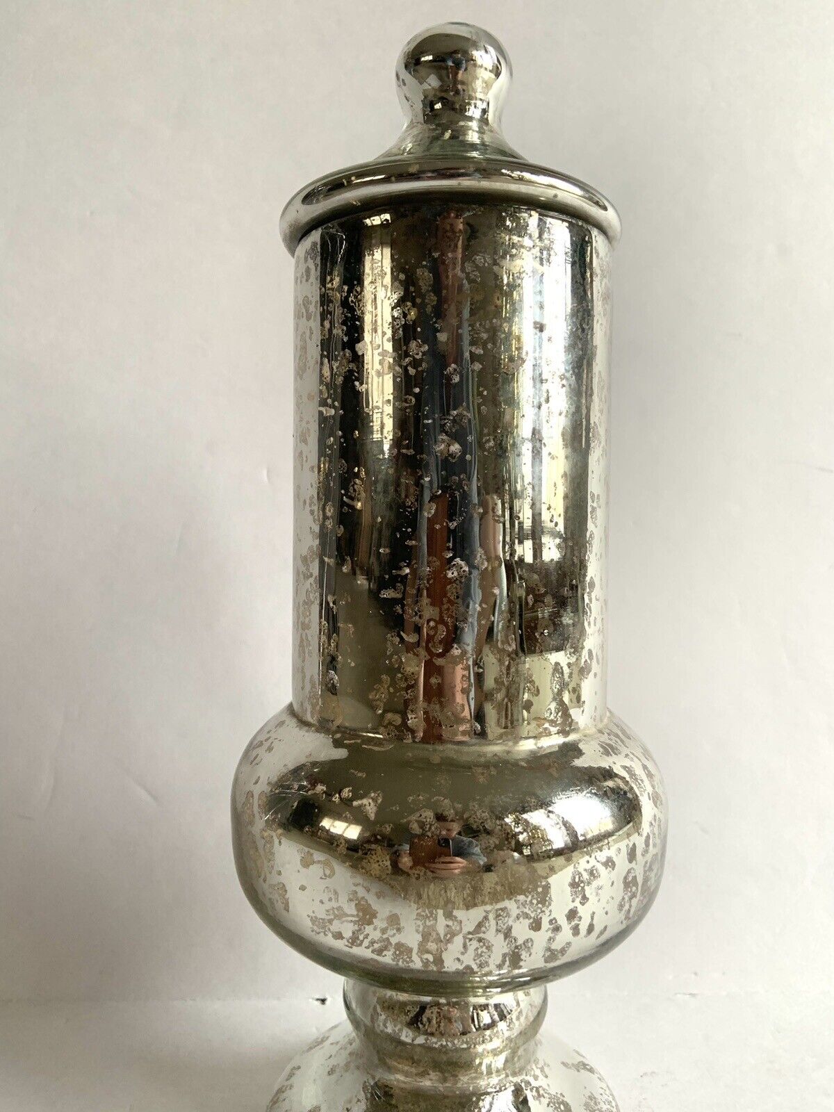 Mercury Glass Apothecary Jar 12” With Lid Christmas Silver Creative Co