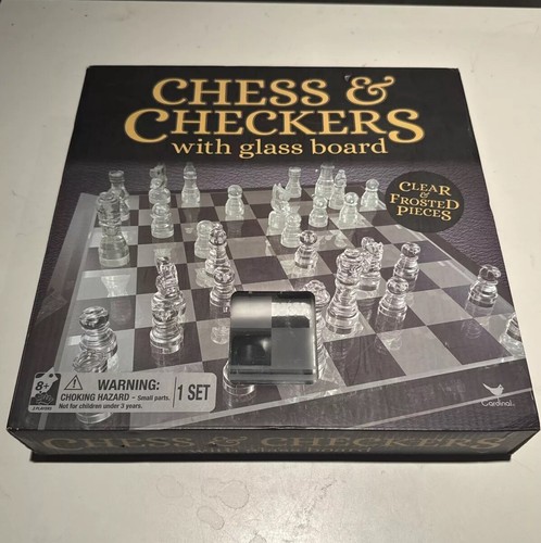 Cardinal Glass Chess & Checkers Set with Glass Board (Missing One Piece ...