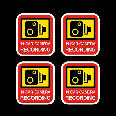 4x CCTV In Car Camera Recording Sticker - 45x50mm - Dashcam, Video ...
