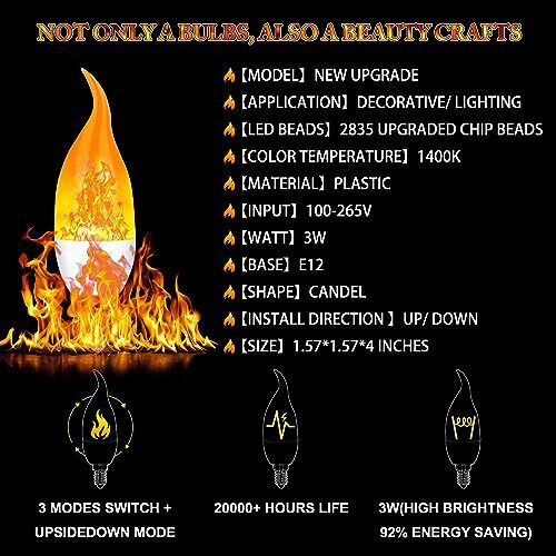 E12 LED Flickering Candelabra Flame Effect Light Bulbs - Upgrade ...