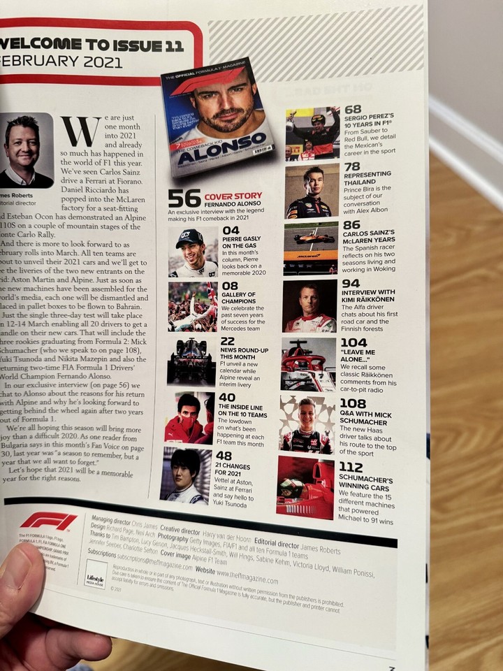 THE OFFICIAL FORMULA 1 MAGAZINE ISSUE #11 FEBUARY 2021 FERNANDO ALONSO ...